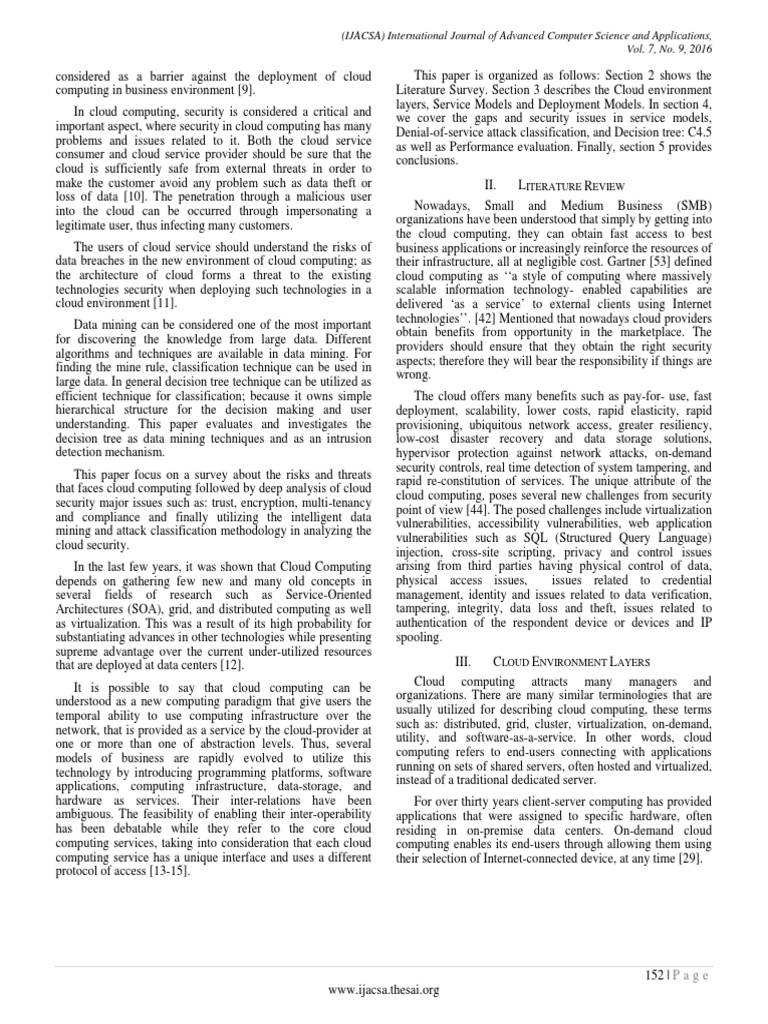 Paper 21 Application Of Intelligent Data Mining Approach In Securing 2 Pdf Cloud Computing 