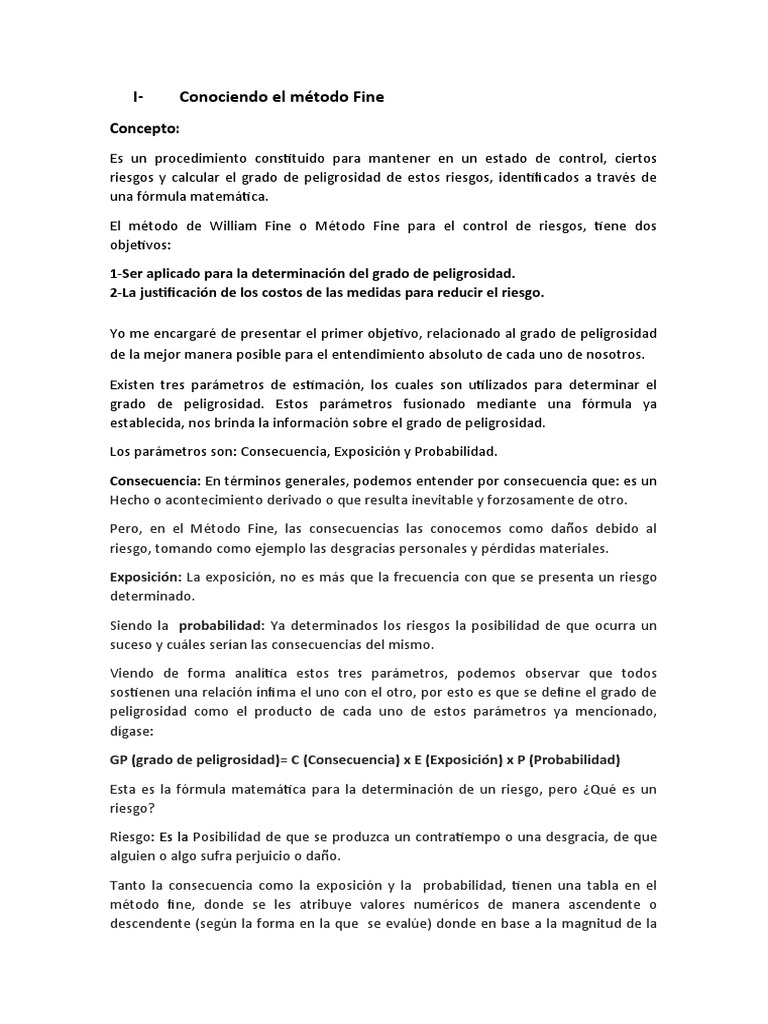 Método de Willian Fine | PDF | Riesgo | Probabilidad