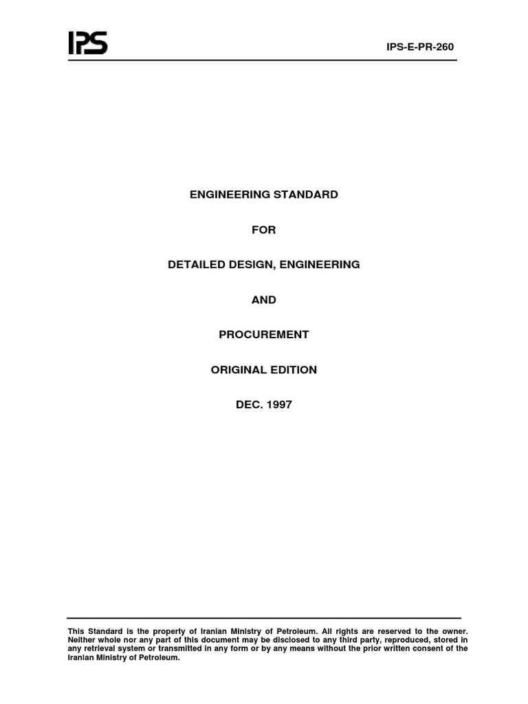 Engineering Standard: IPS-E-PR-260 | PDF | Specification (Technical Standard) | Project Management