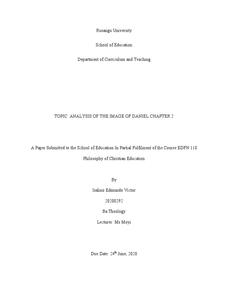 Daniel Chapter 2 - Assignment | PDF | Daniel (Biblical Figure) | Books ...