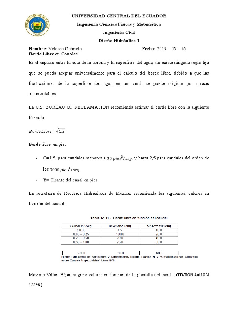 Borde Libre en Canales Trapezoidales | PDF | Ciencia y matemáticas ...