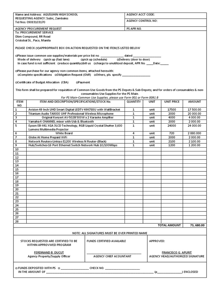Agency Procurement Request | PDF | Media Technology | Electronics
