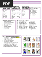 Verb To Be: Affirmative / Short Form Negative / Short Form ...