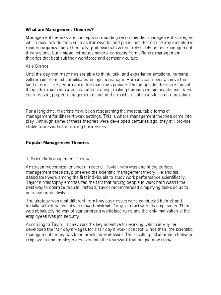 What Are Management Theories? | PDF | Leadership | Employment