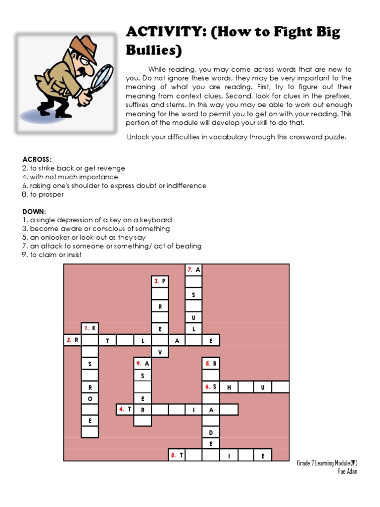 How To Fight Big Bullies Worksheet | PDF | Learning | Cognition