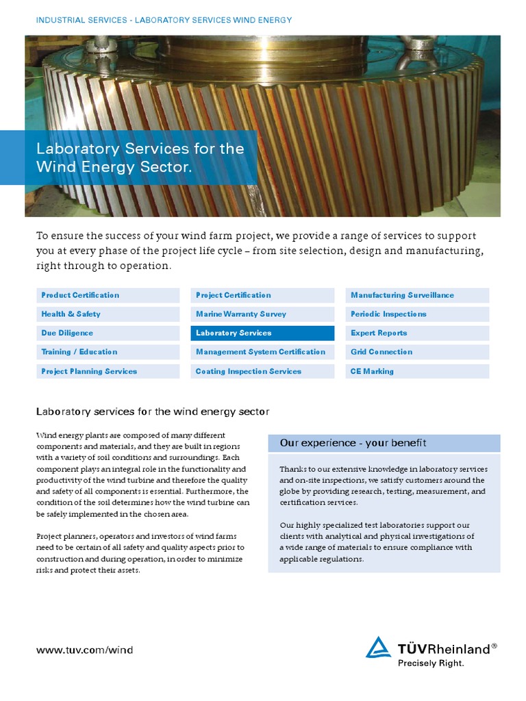 Laboratory Testing Services Wind Farms en | PDF | Wind Turbine | Wind Power
