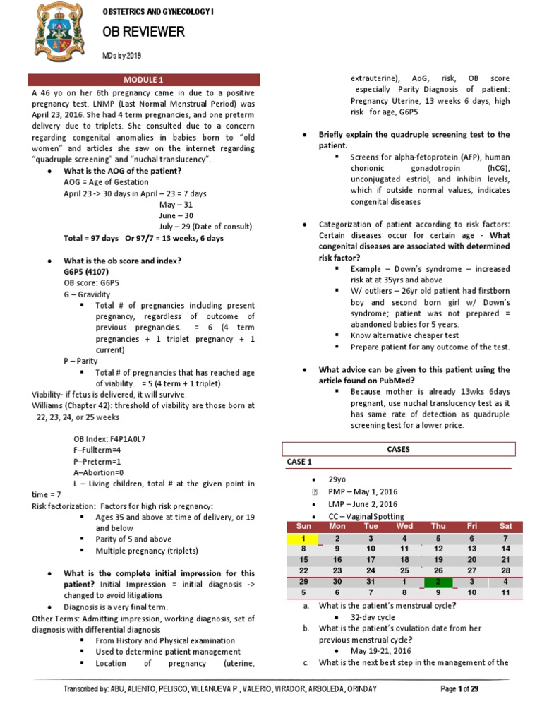 OB-Reviewer With Algorithm | PDF | Multiple Births | Pregnancy