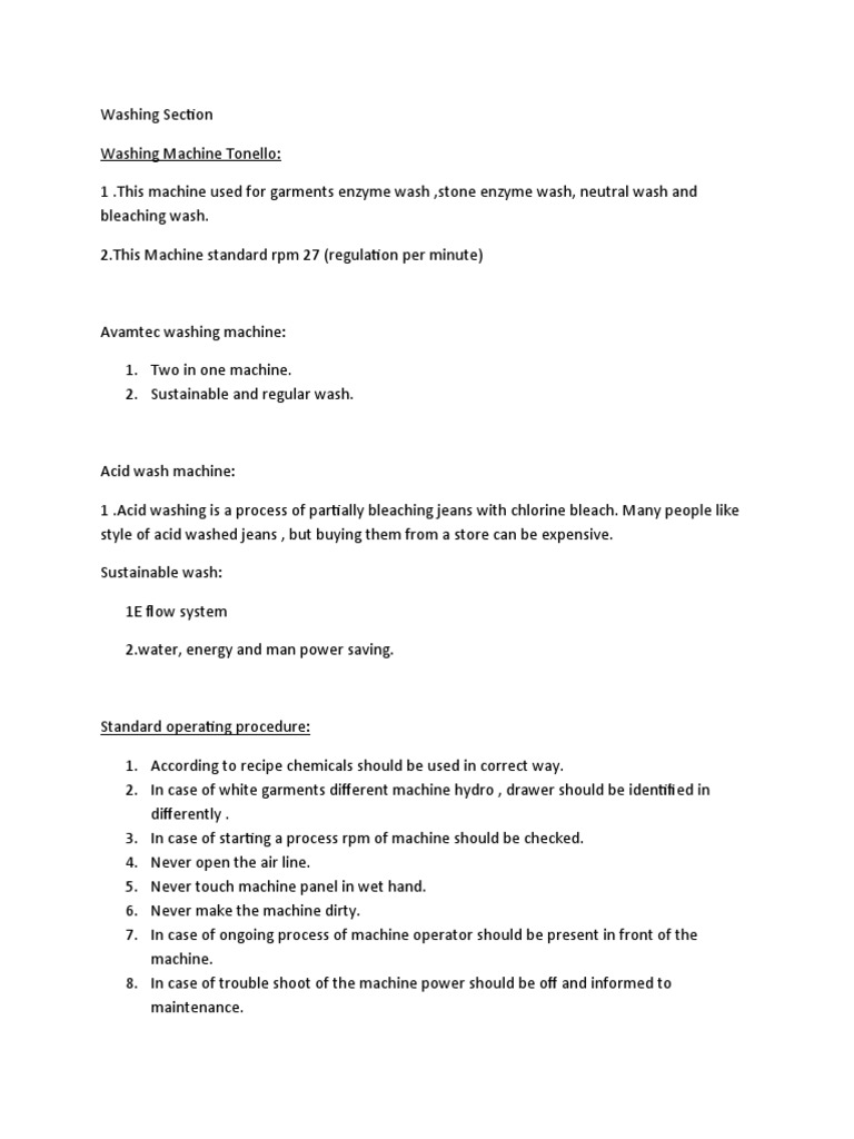 SOP | PDF | Washing Machine | Nature