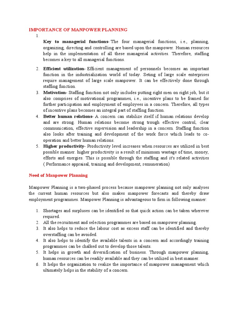 Importance of Manpower Planning | PDF | Human Resources | Employment