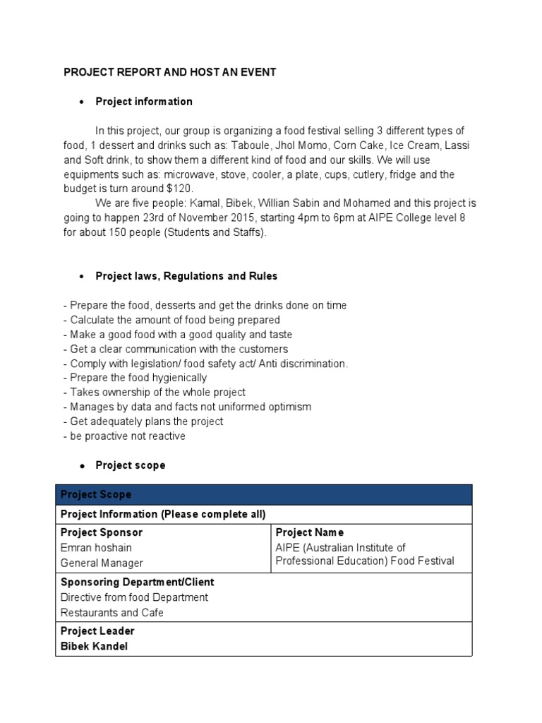 Project Report and Host An Event | PDF | Project Management | Retail