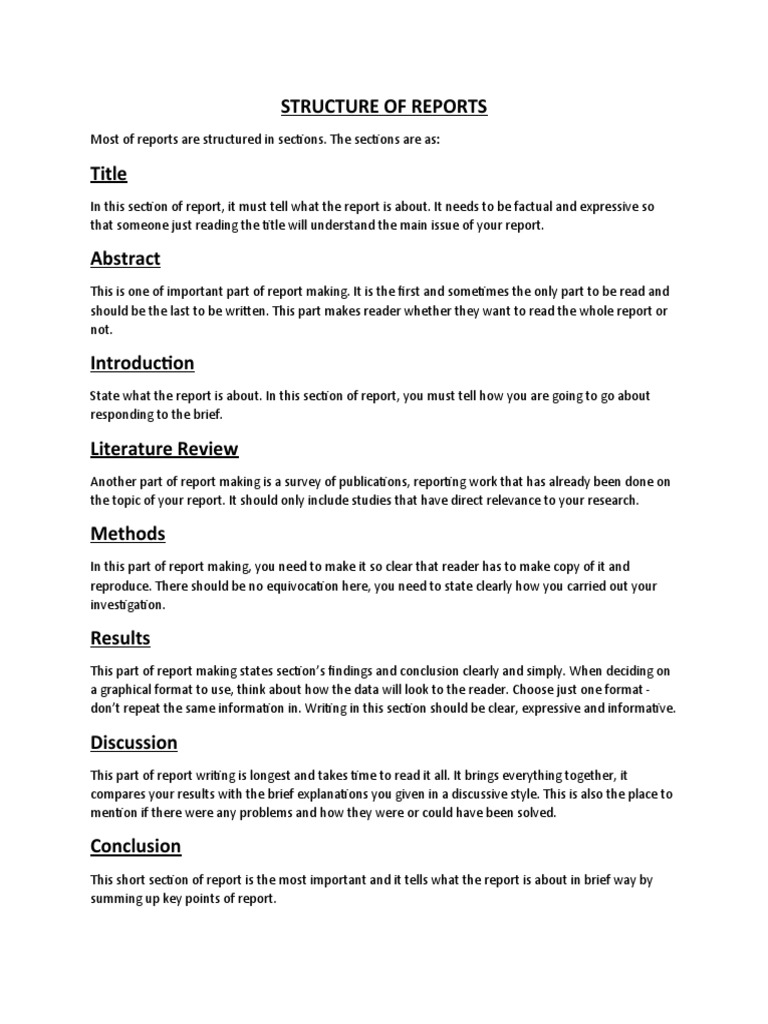 Structure of Reports | PDF