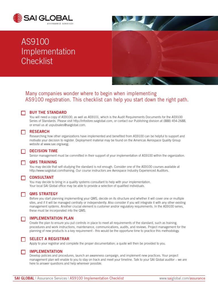 Checklist Aero AS9100 PDF | PDF | Quality Management System | Audit