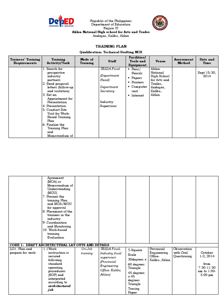Technical Drafting Training Plan | PDF | Drawing | Computer Aided Design