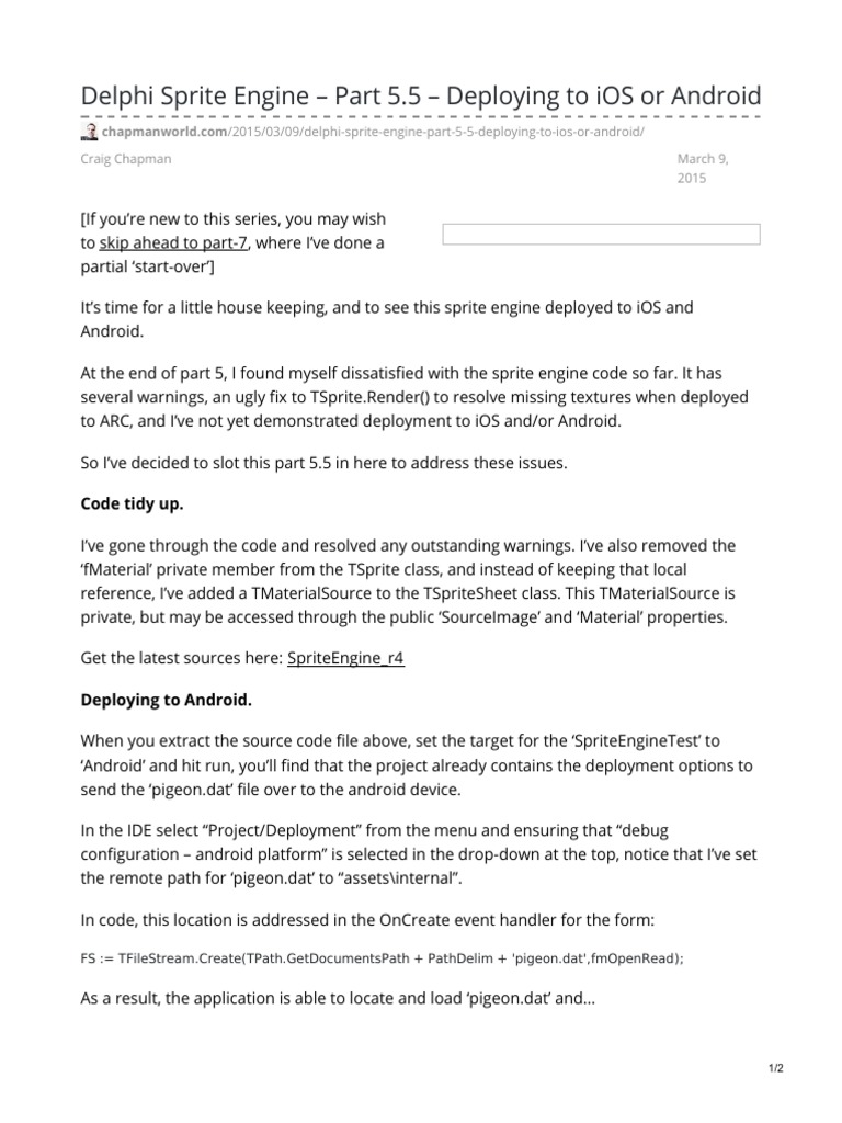 Delphi Sprite Engine Part 55 Deploying To iOS or Android | PDF | Android (Operating System) | Mac Os