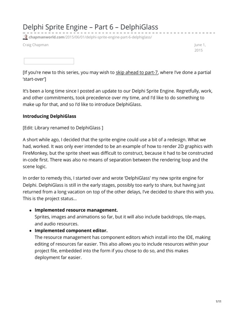 Delphi Sprite Engine Part 6 Delphiglass Pdf Computer Programming Computer Engineering