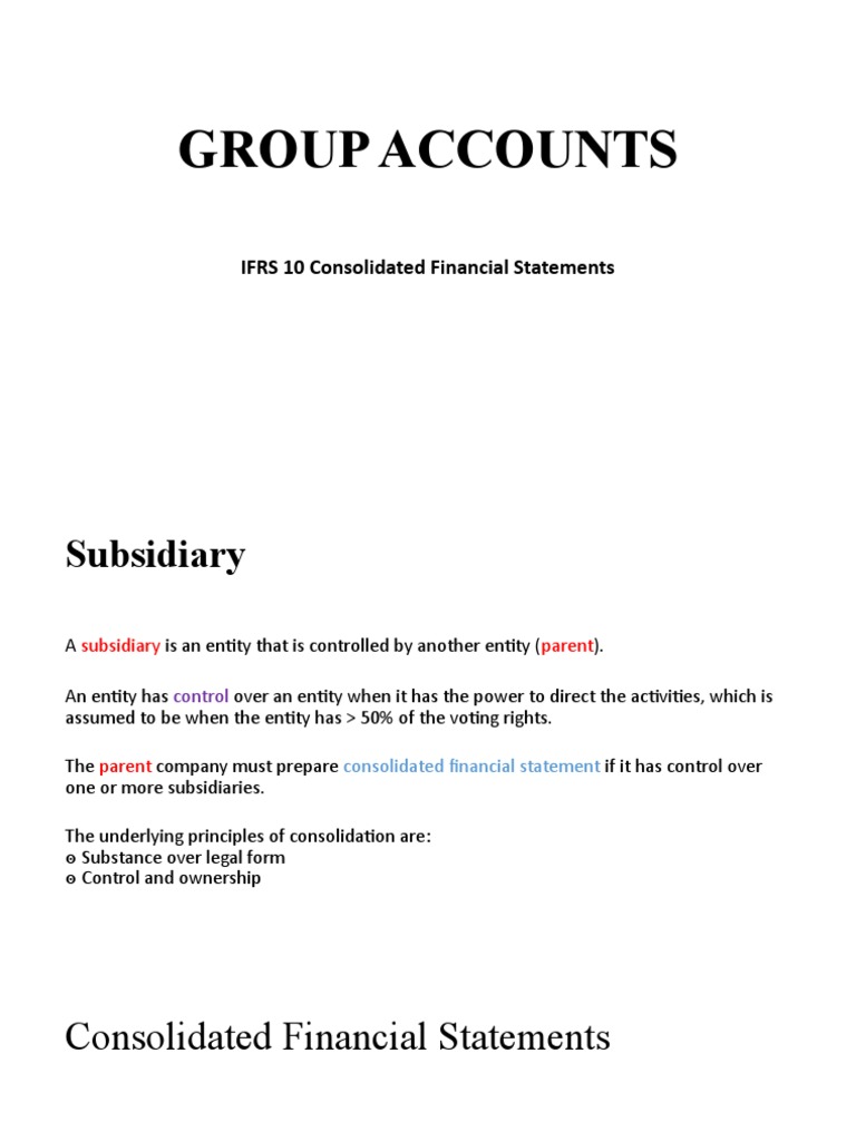Group Accounts: IFRS 10 Consolidated Financial Statements | PDF ...