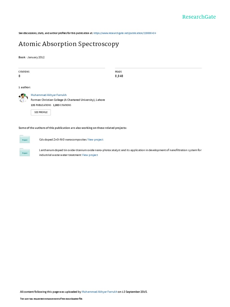 Atomic Absorption Spectros PDF | PDF | Atomic Absorption Spectroscopy | Electromagnetic Spectrum