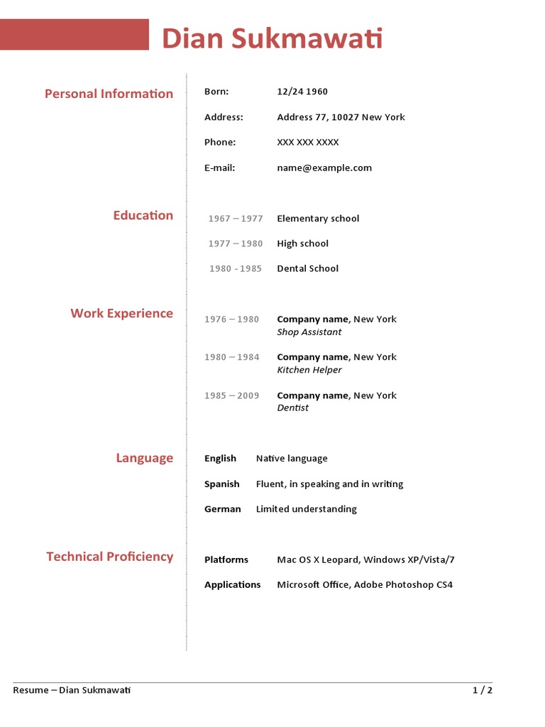 Dian Sukmawati: Personal Information | PDF | Operating System Families ...