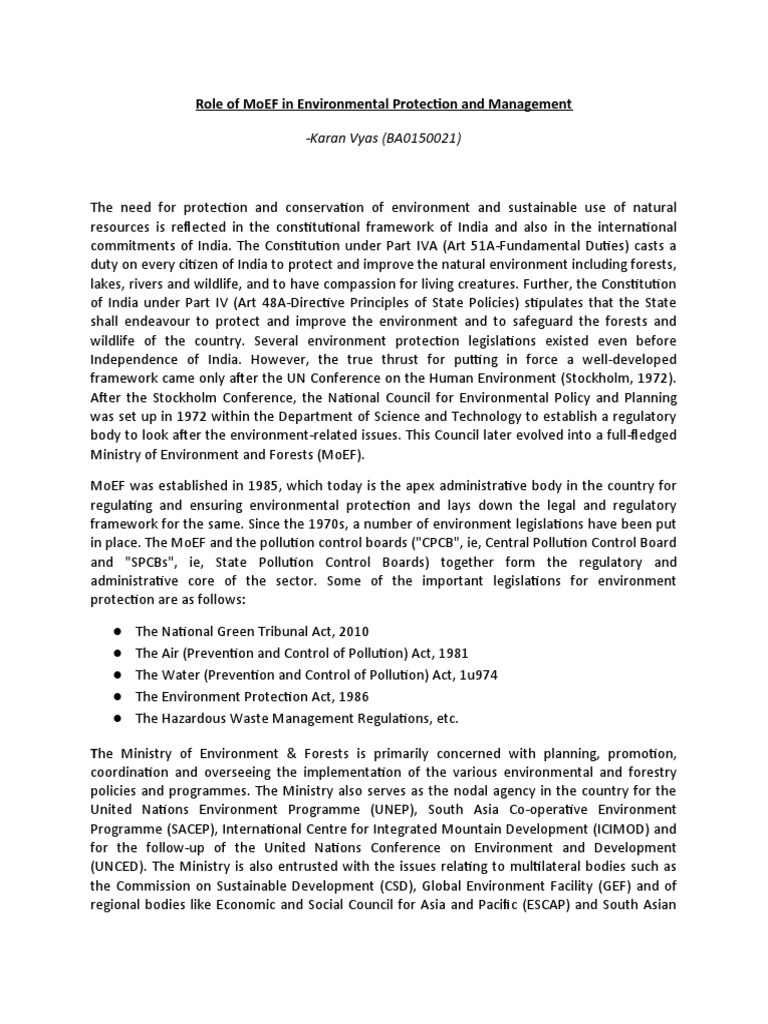 Role of MoEF | PDF | Environmental Protection | Global Environment Facility