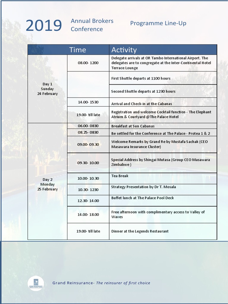 Programme Line Up Amended v2 | PDF | Financial Services | Eating ...