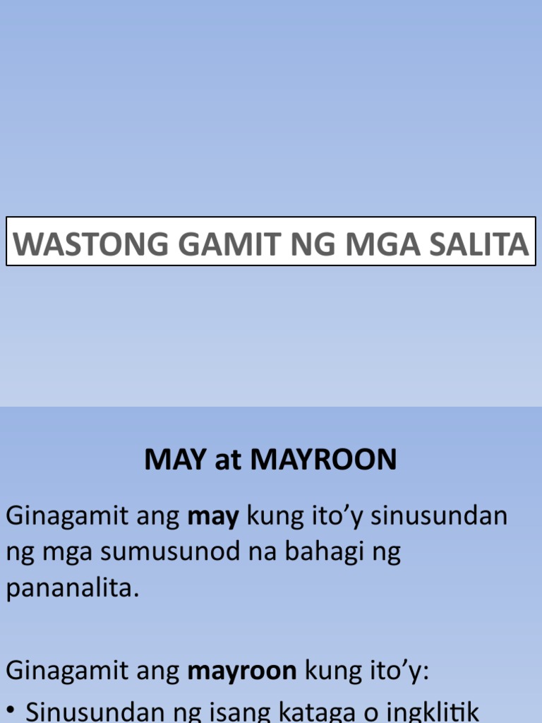 Wastong Gamit NG Mga Salita | PDF