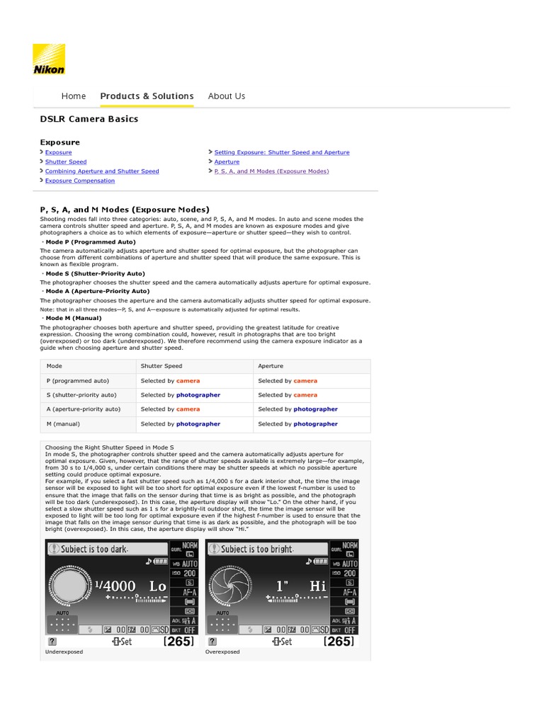 Nikon - Imaging Products - DSLR Camera Basics - P, S, A, and M Modes ...