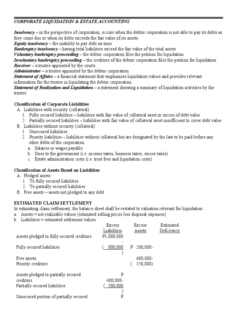 Corporate Liquidation and Liabilities | PDF | Unsecured Debt | Bankruptcy