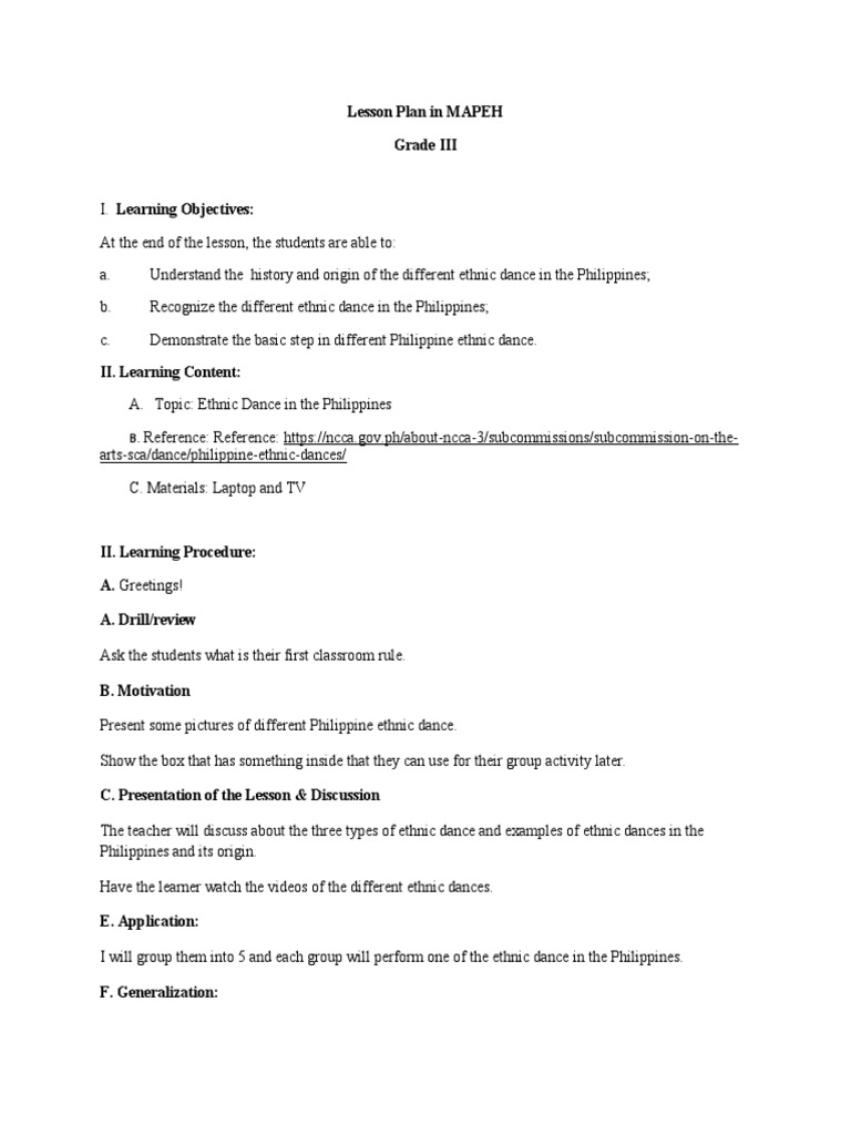 Final Demo Lesson Plan in MAPEH | PDF