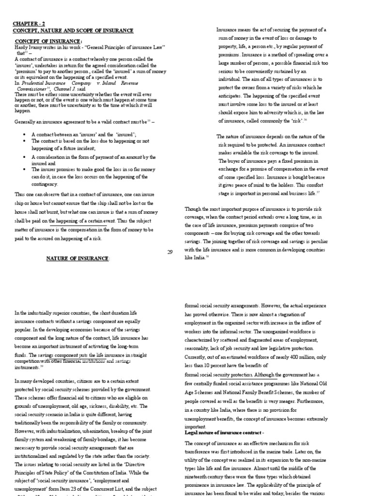 Chapter - 2 Concept, Nature and Scope of Insurance Concept of Insurance ...