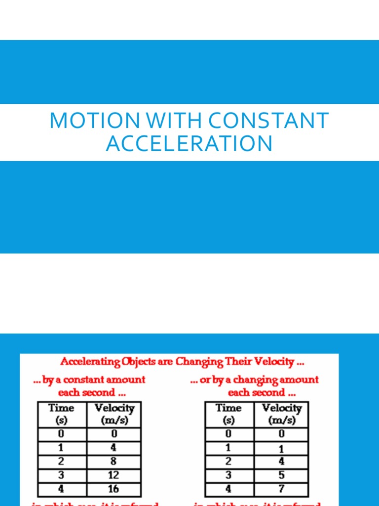 Motion With Constant Acceleration | Download Free PDF | Kinematics ...