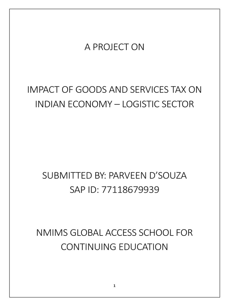 Project - Impact of GST On Indian Economy - Logistic Sector | PDF ...