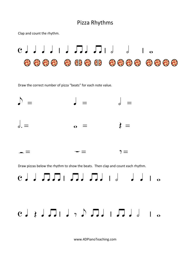 Pizza Rhythms Worksheet 1 PDF | PDF