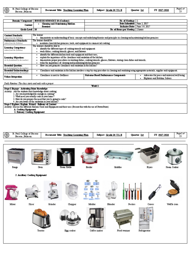 TLE TLP 10 2017-2018 - 1st Quarter | PDF | Hors D'oeuvre | Foods