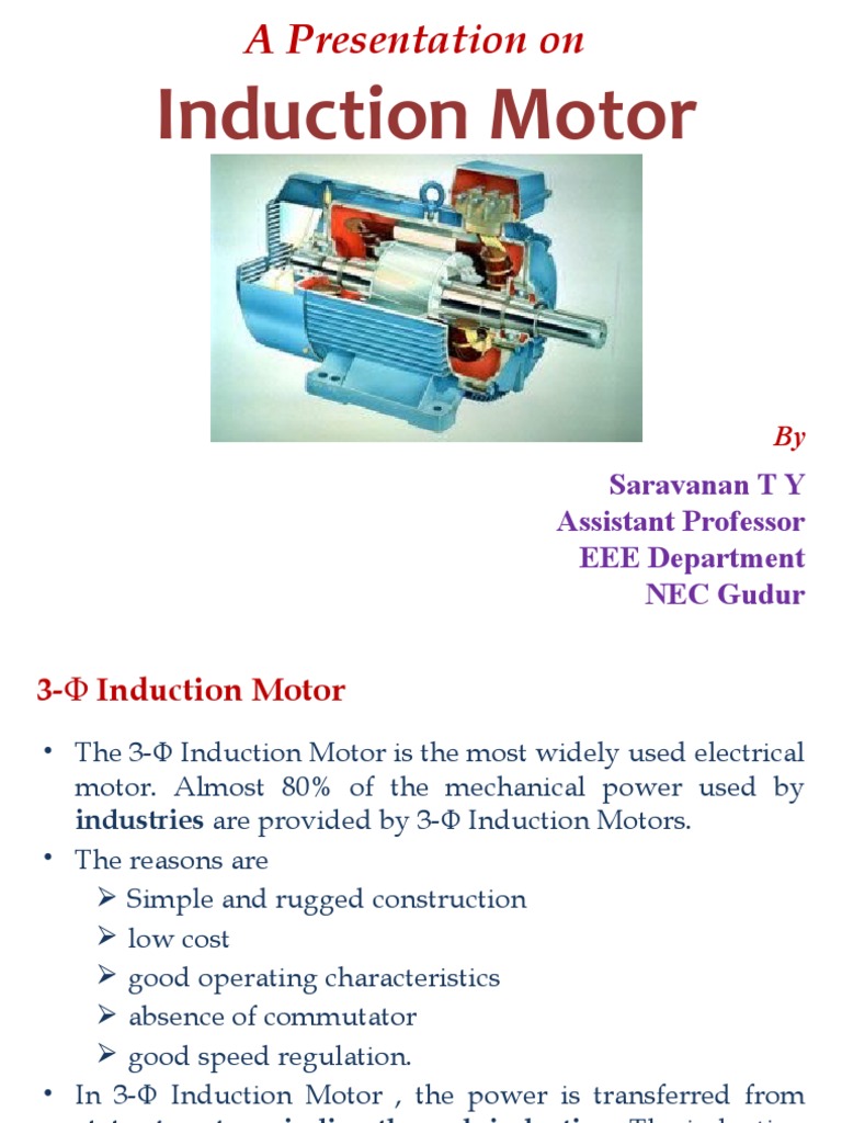 Induction Motor: Saravanan T Y Assistant Professor EEE Department NEC ...