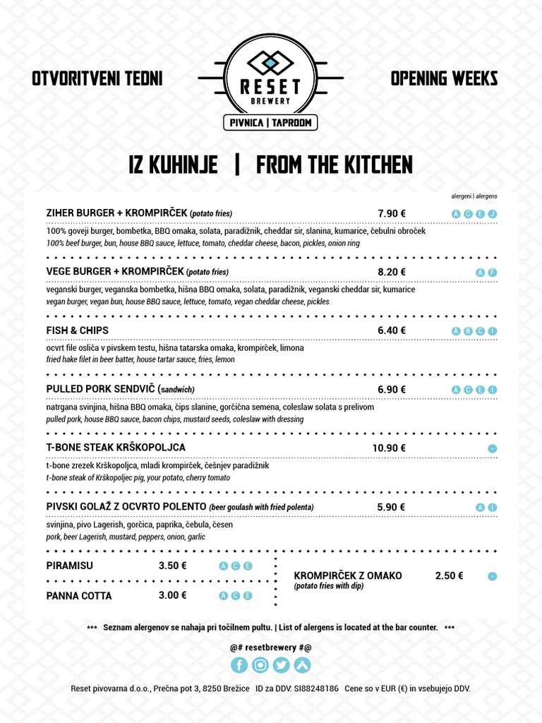 ROČNI - Hrana Meni - Otvoritvena Tedna - 2 | PDF | Hamburgers | French ...