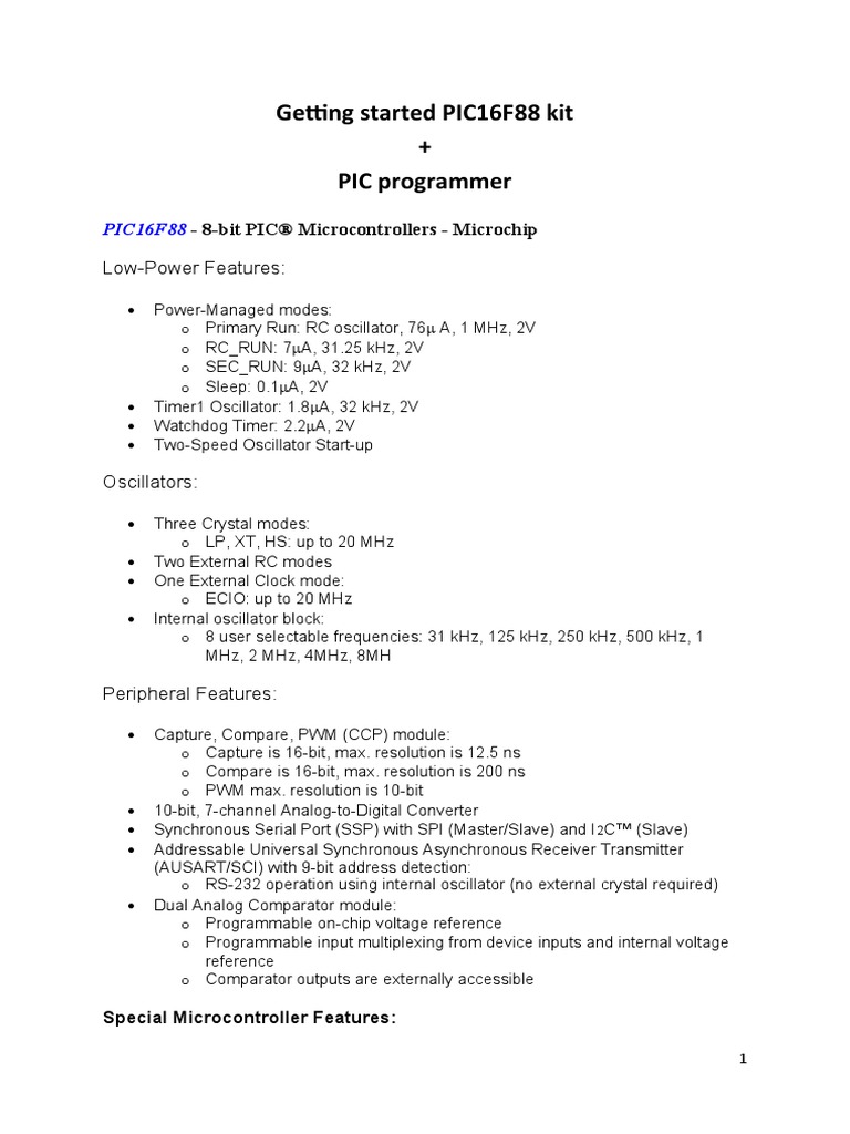 Getting Started PIC16F88 Kit | PDF | Microcontroller | Electronic Design