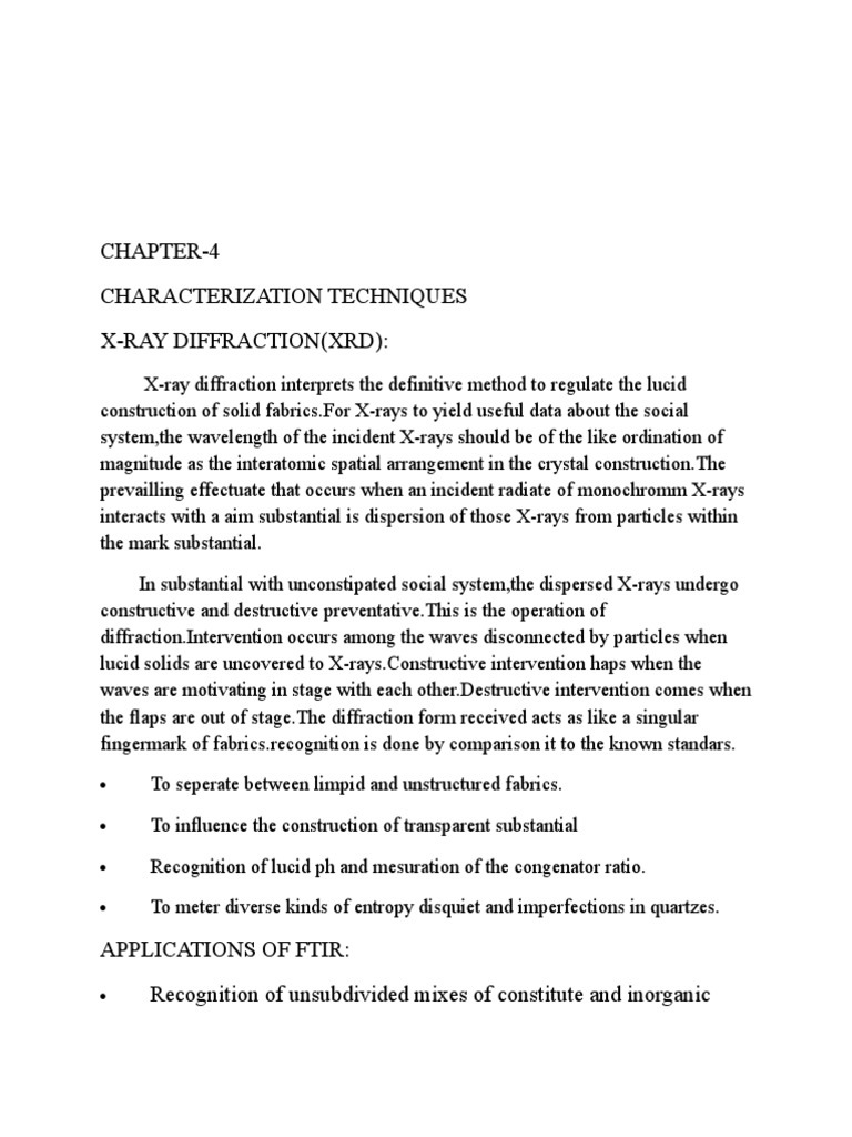 Chapter-4 Characterization Techniques X-Ray Diffraction (XRD) | PDF | Dielectric | Capacitor