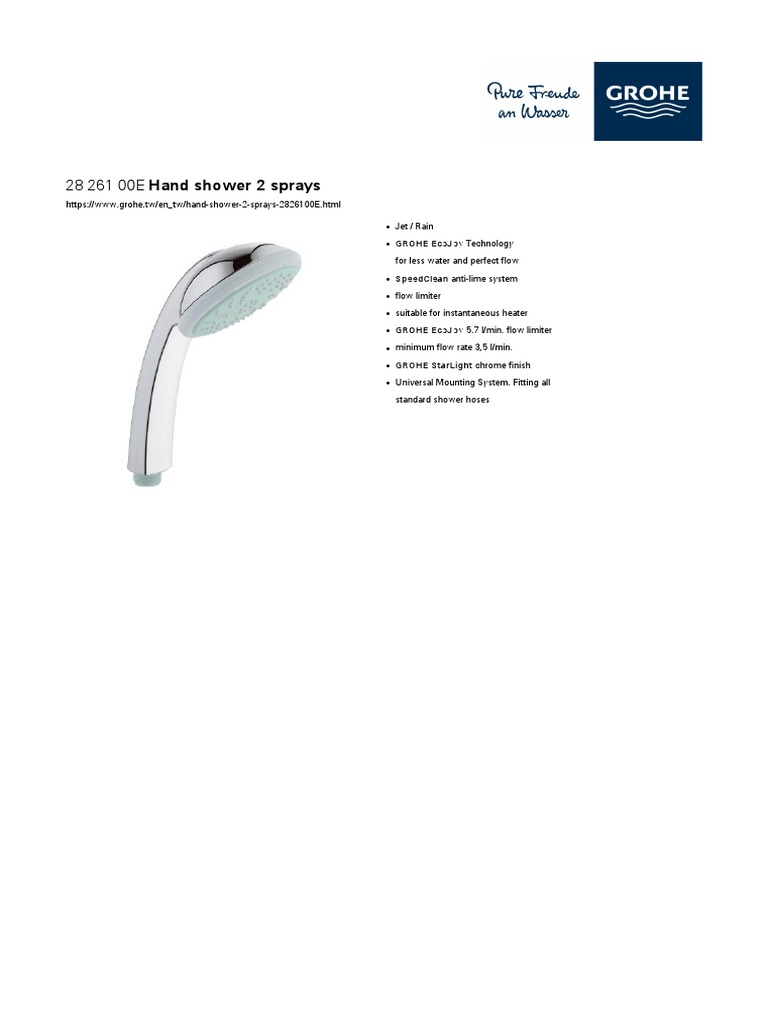 GROHE Hand Shower with 2 Spray Options | PDF | Computers | Technology ...