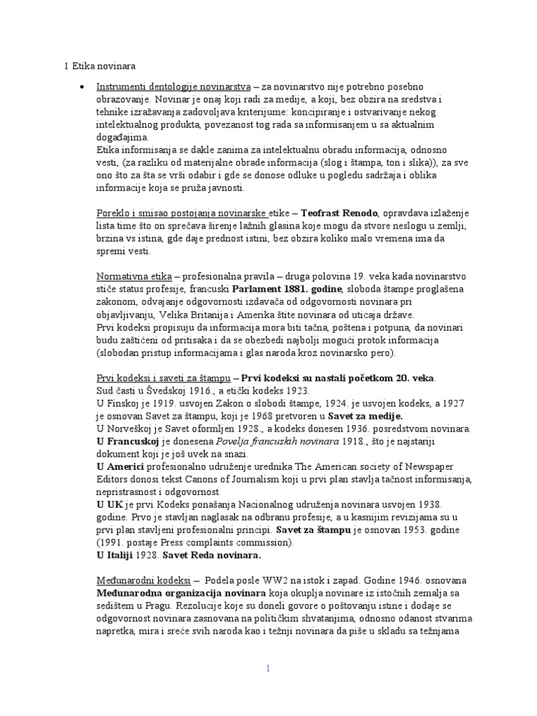 Etika Informisanja - Skripta | PDF