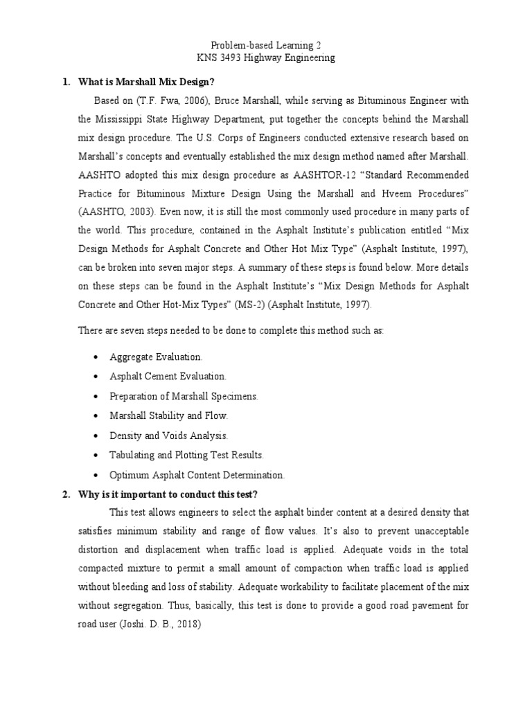 What Is Marshall Mix Design | PDF | Asphalt | Concrete