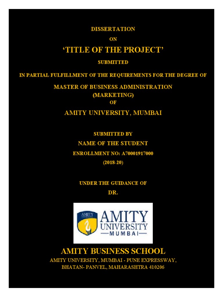 Dissertation Project BLACK BOOK OUTER COVER PAGE | PDF | Business