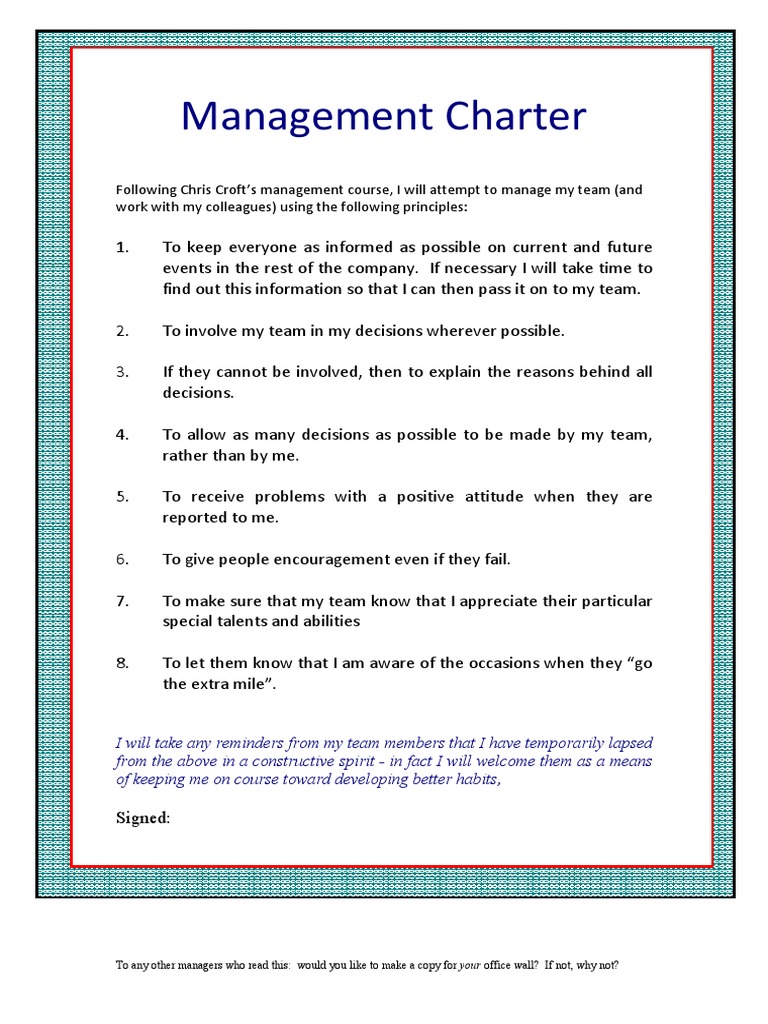 Management Charter | PDF | Career & Growth