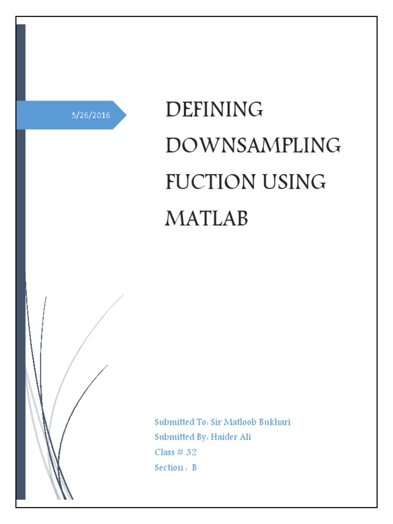 Defining Downsampling Fuction Using Matlab | PDF | Teaching Methods ...