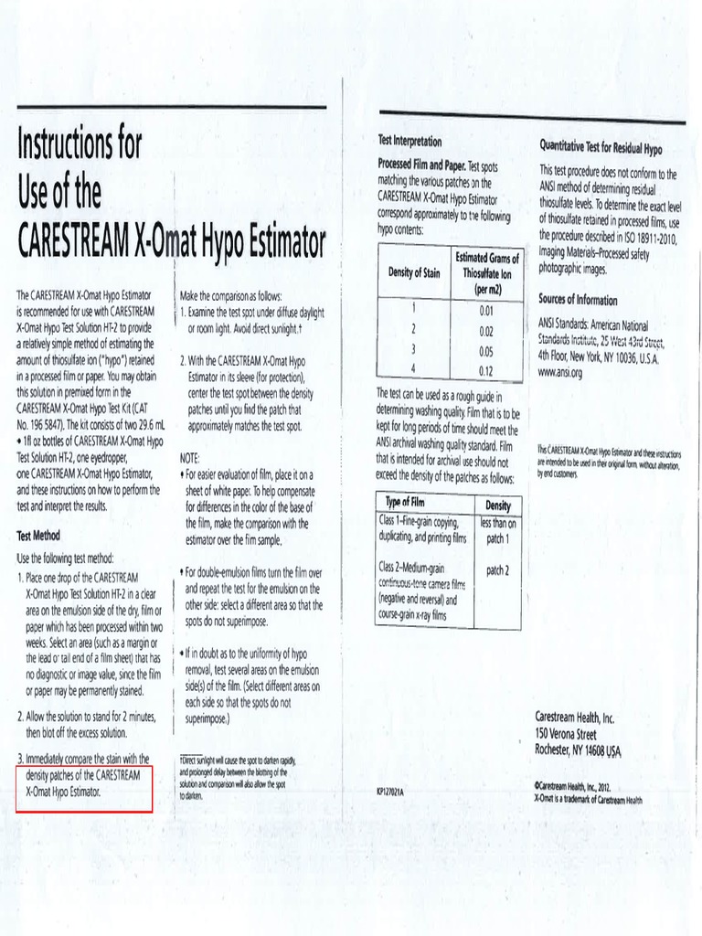 Hypo Test Kit Estimator Instructions NDT PDF | PDF
