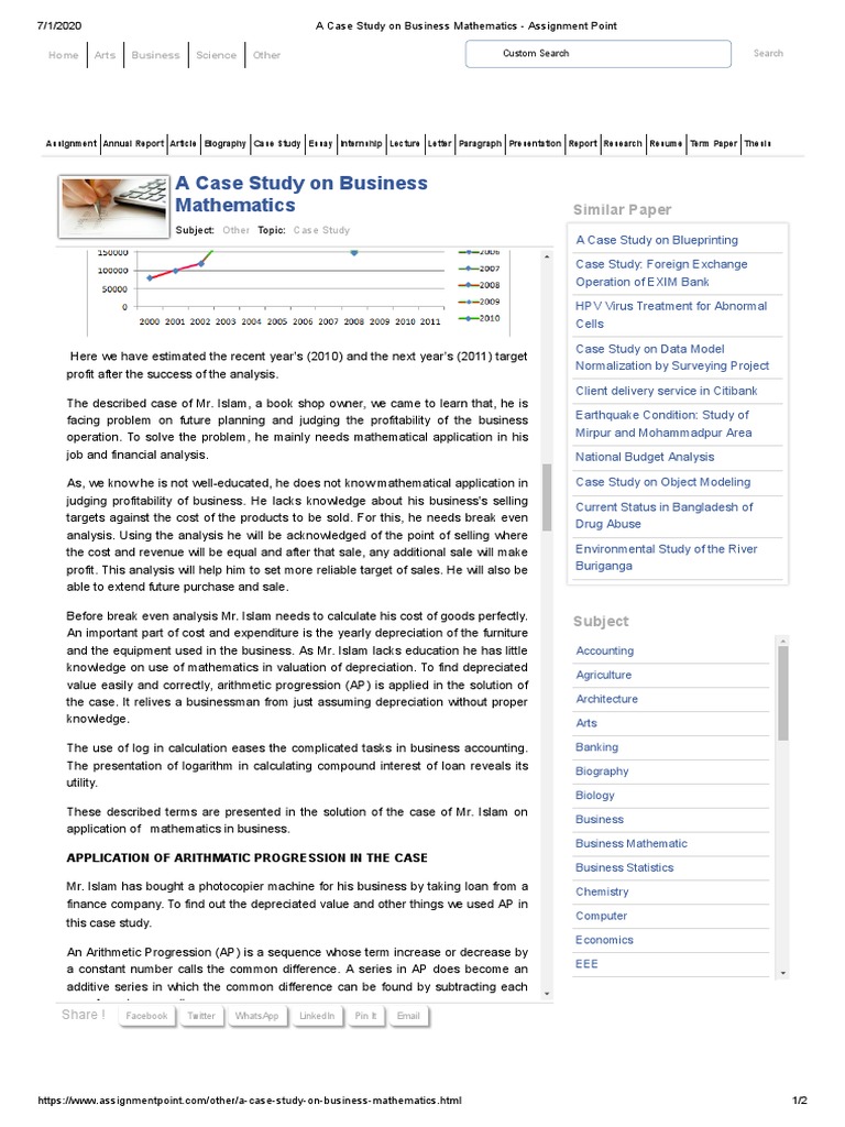 A Case Study On Business Mathematics - Assignment Point | PDF | Arithmetic | Case Study