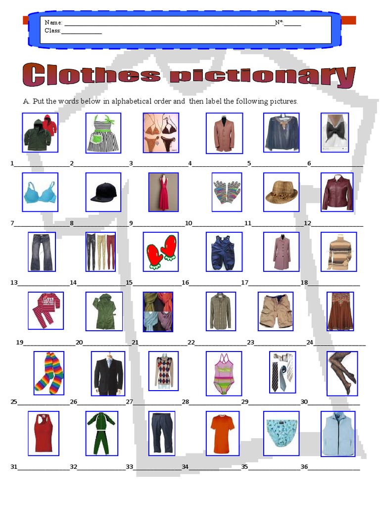 Clothes Pictionary | PDF