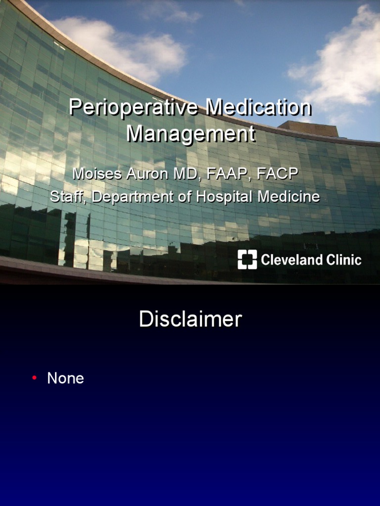 Perioperative Medication Management | PDF | Medicine | Glucocorticoid