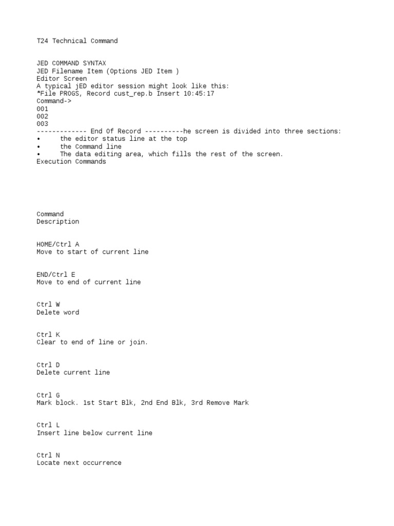 T24 Technical Command | PDF | Filename | Command Line Interface