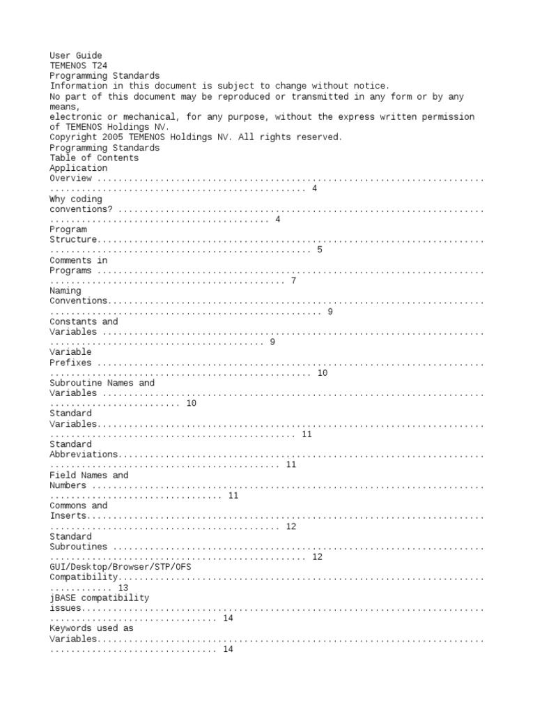 t24 Programing Standards | PDF | Subroutine | Graphical User Interfaces