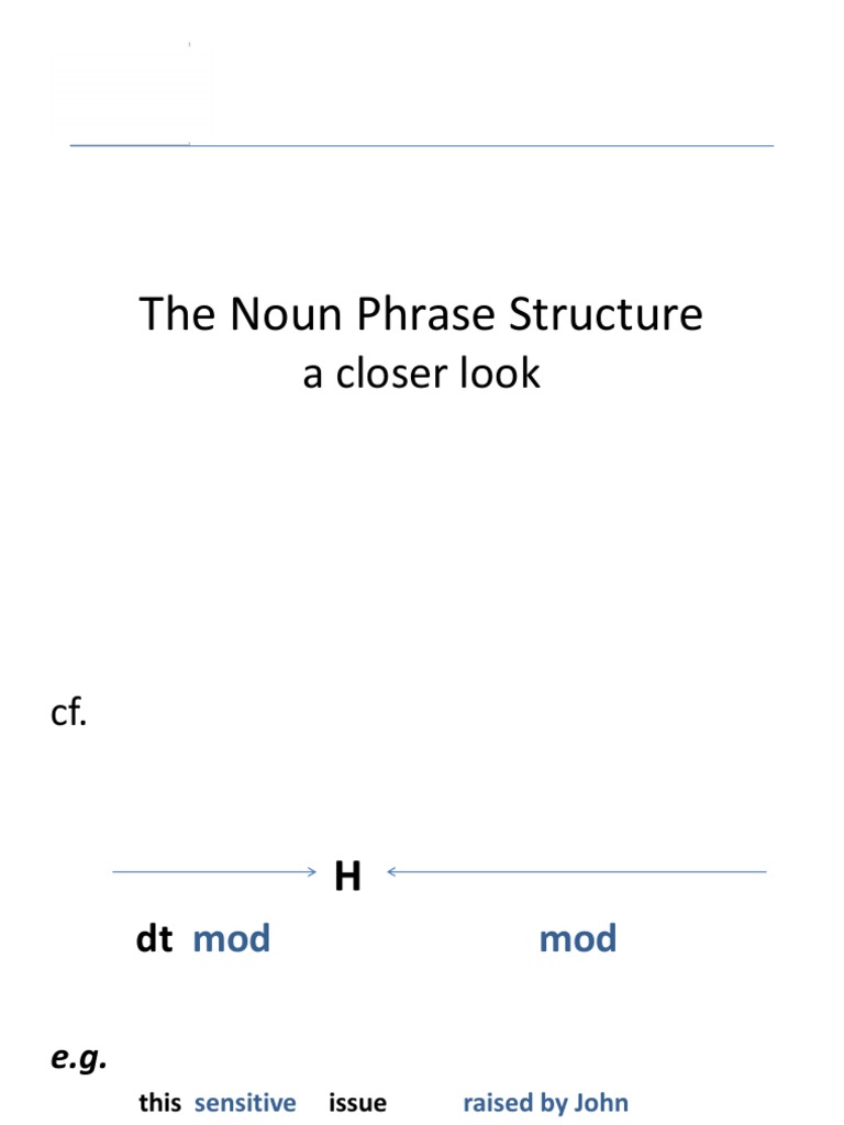 The Noun Phrase Structure: A Closer Look | PDF | Grammatical Number ...